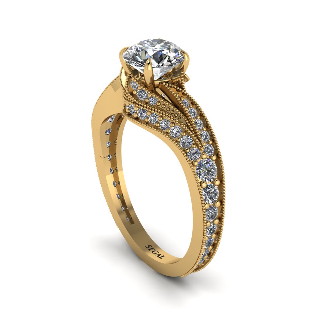 Diamond 14K Gold Pave Engagement Ring - Magnolia No. 1 – Segal Jewelry