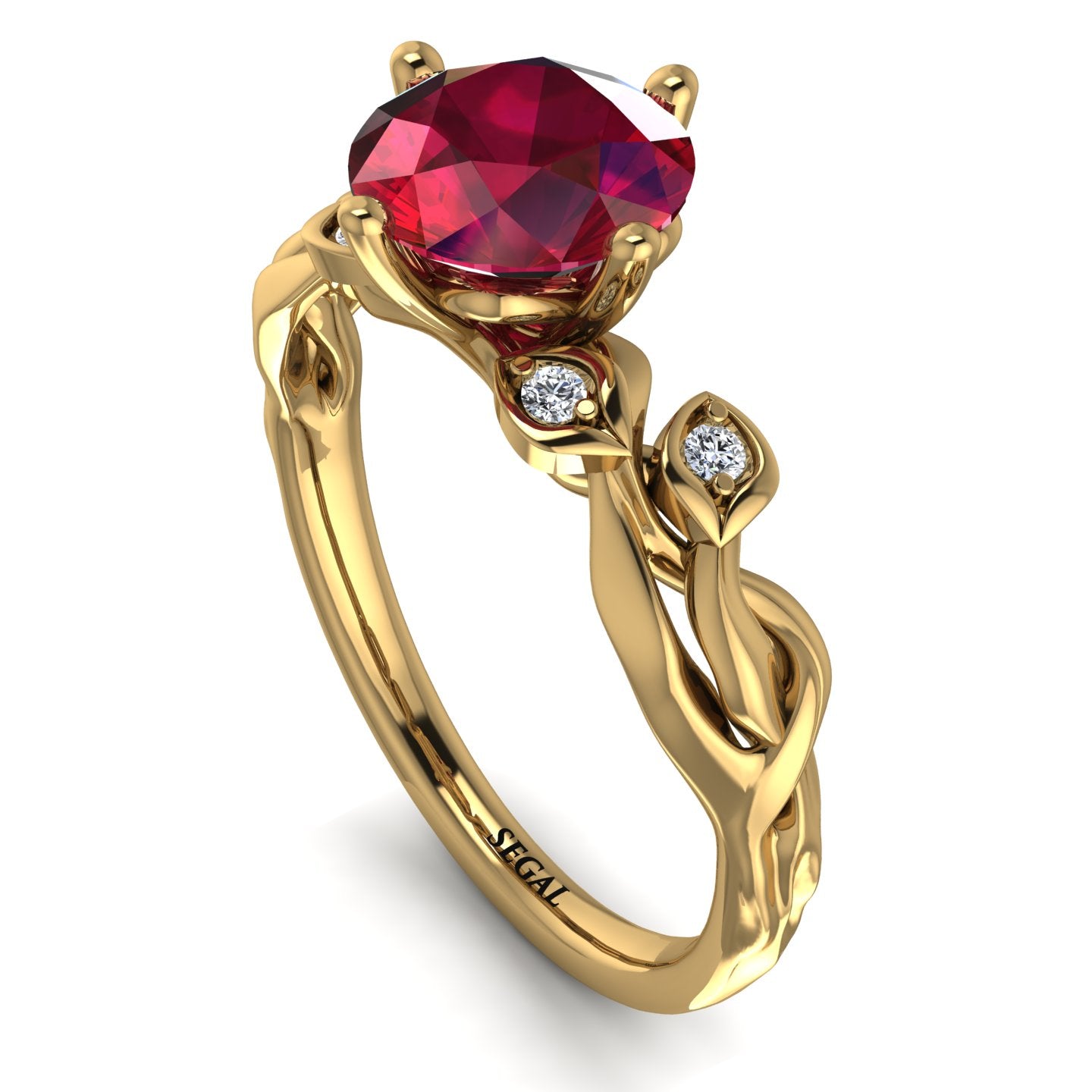 14K Gold Radiant Ruby Flower Harmony Ring - Autumn No. 10 – Segal Jewelry