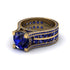 3.5Ct Round Cut Sapphire Pave Engagement Gold Ring - Renata No. 73 ...