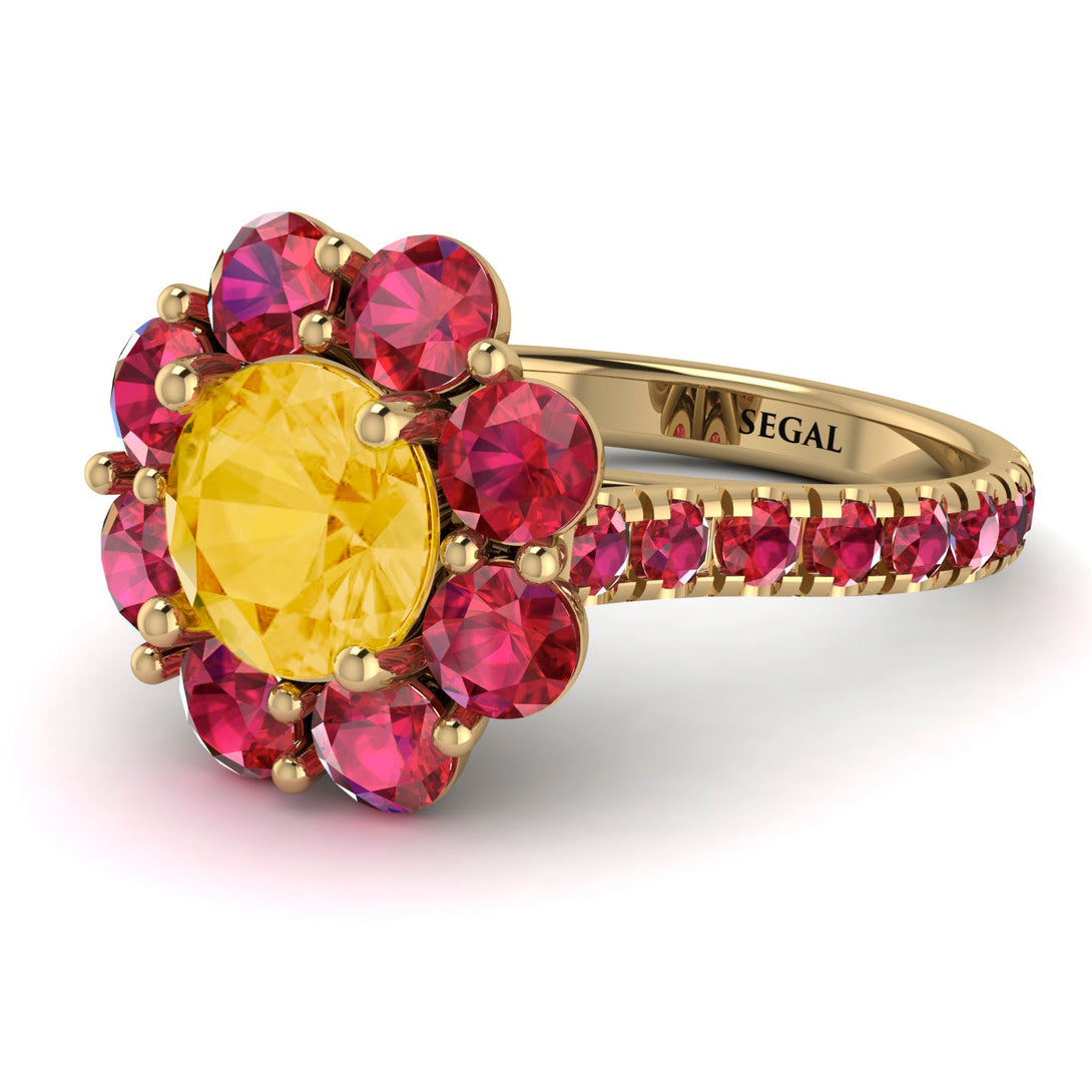 Glamorous Citrine Halo Engagement Ring - Amaya No. 610 – Segal Jewelry