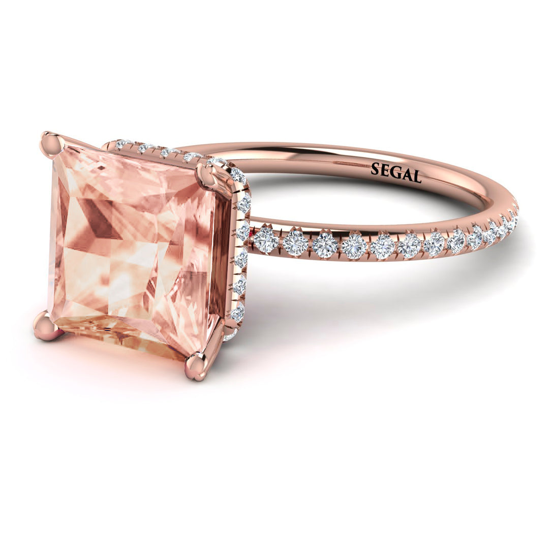Trendy Hidden Halo Morganite Princess Cut Engagement Ring - Daria No ...