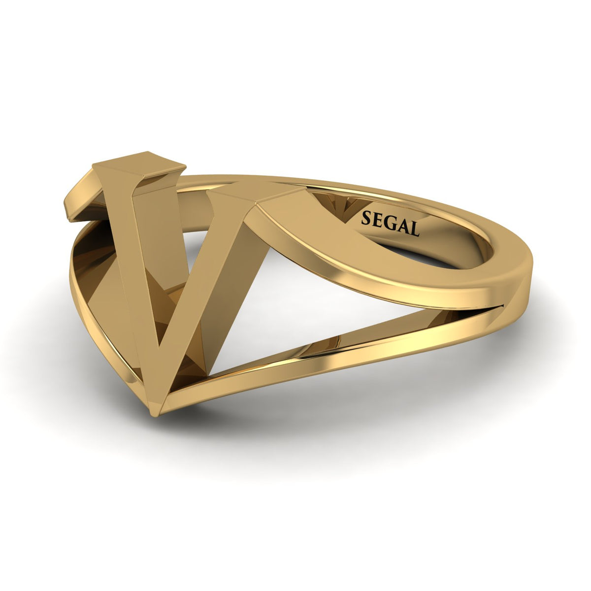 letter v gold ring