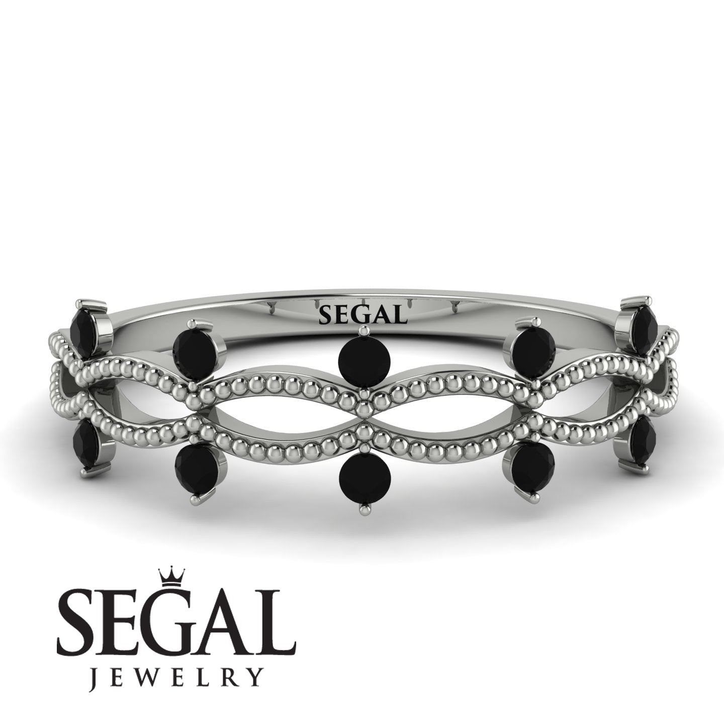 Milgrain Vintage Black Diamond Band - Rylee No. 9 – Segal Jewelry