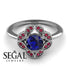 Halo Engagement Ring - 14K White Gold 0.84 Carat Round Cut Sapphire ...
