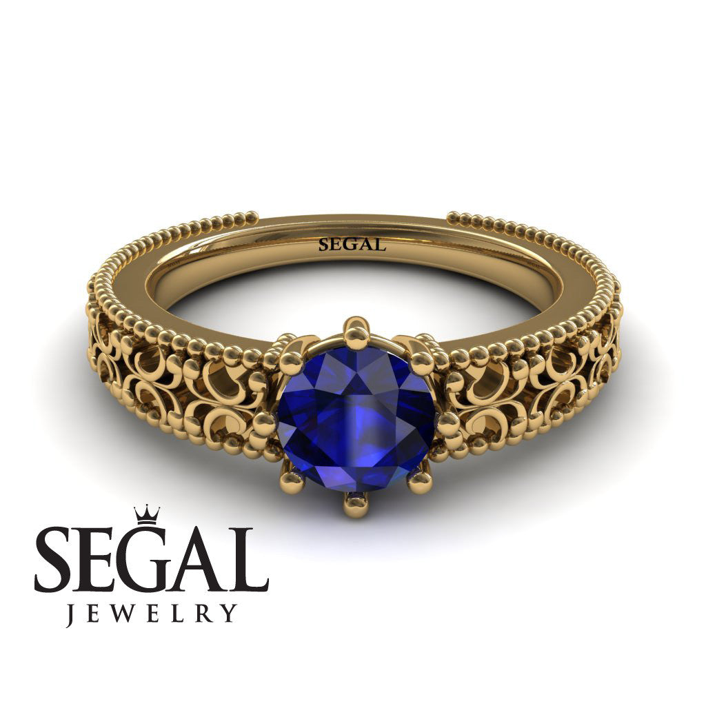 The Edwardian Arches Blue Sapphire Wedding Ring- Beatrice no. 7 – Segal ...