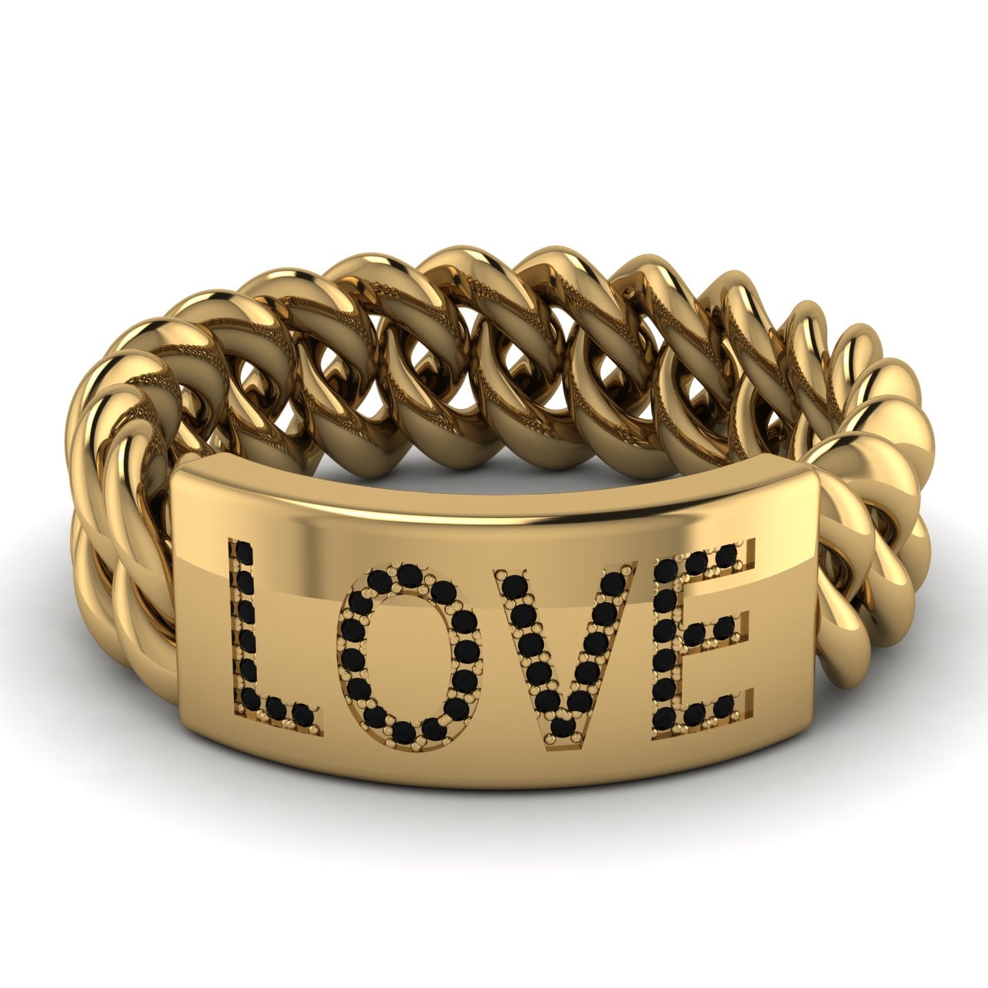 Personalized Black Diamond Chain Ring - Lucia No. 7 – Segal Jewelry