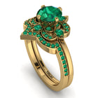 Unique Bloom Halo Emerald Bridal Set - Amanda No. 19 – Segal Jewelry
